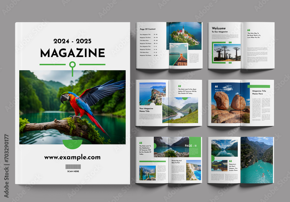 Colorful Magazine Template Layout With Green Accents Stock Template ...