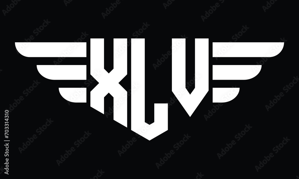 XLV three letter logo, creative wings shape logo design vector template ...