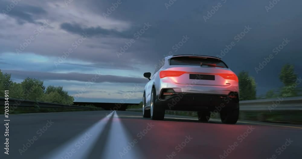 Vidéo Stock driving suv car or cruising vehicle on highway road at ...