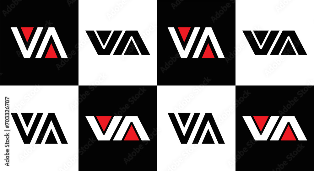 VA logo. VA set , V A design. White VA letter. VA, V A letter logo ...