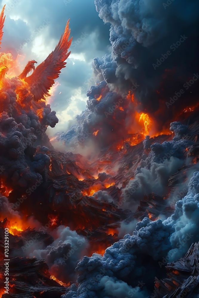 View of Turbulent Heaven and Underworld Collide. War of the Worlds. the ...