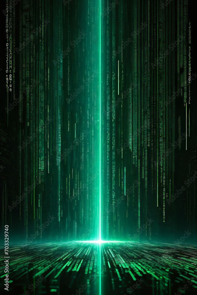 Digital Matrix Binary Code and Symbols Streaming Down Background ...