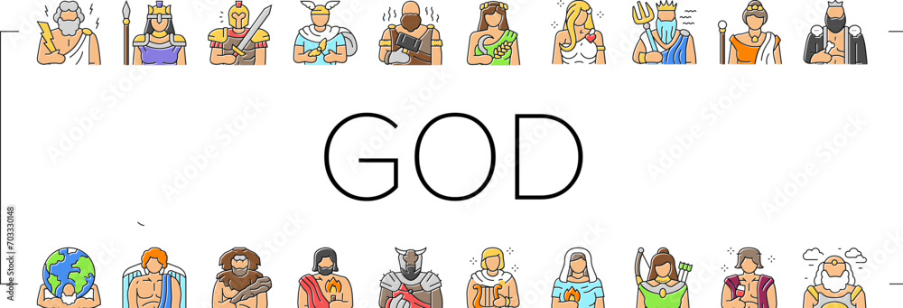 greek god mythology ancient icons set vector. goddess art, antique ...