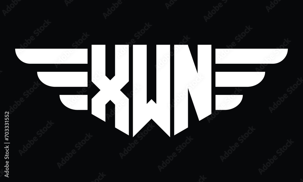 XWN three letter logo, creative wings shape logo design vector template ...