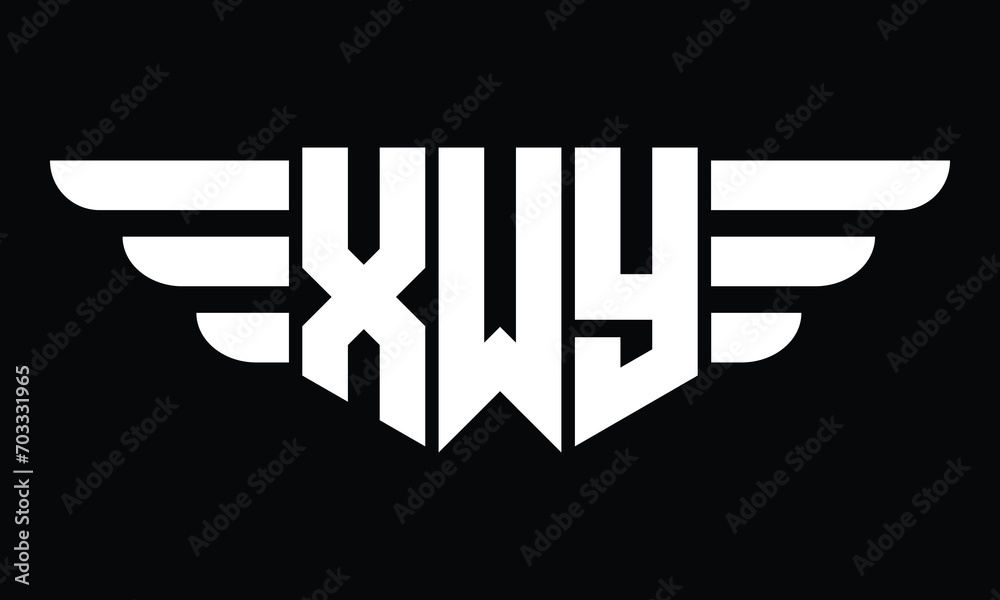 XWY three letter logo, creative wings shape logo design vector template ...