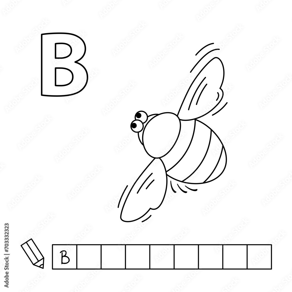 Vecteur Stock Cartoon bumblebee coloring pages. Learning game for small ...