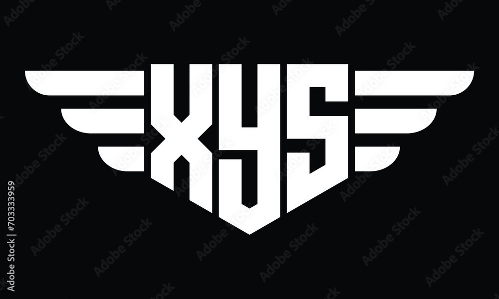 XYS three letter logo, creative wings shape logo design vector template ...