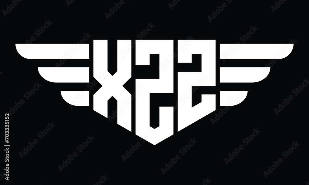 XZZ three letter logo, creative wings shape logo design vector template ...