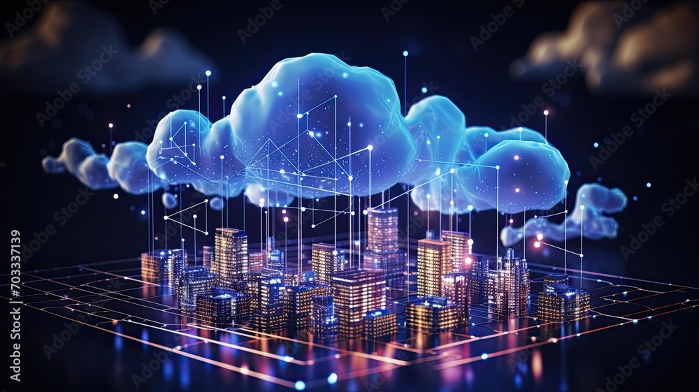 A cloud icon integrated with data-related symbols, representing the ...