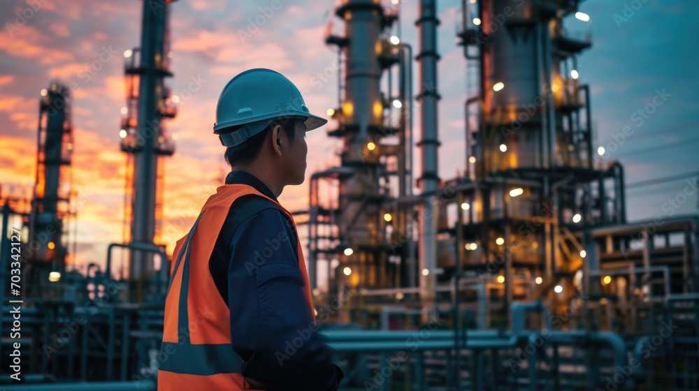 Group man petrochemical engineer working at oil and gas refinery plant industry factory,The ...