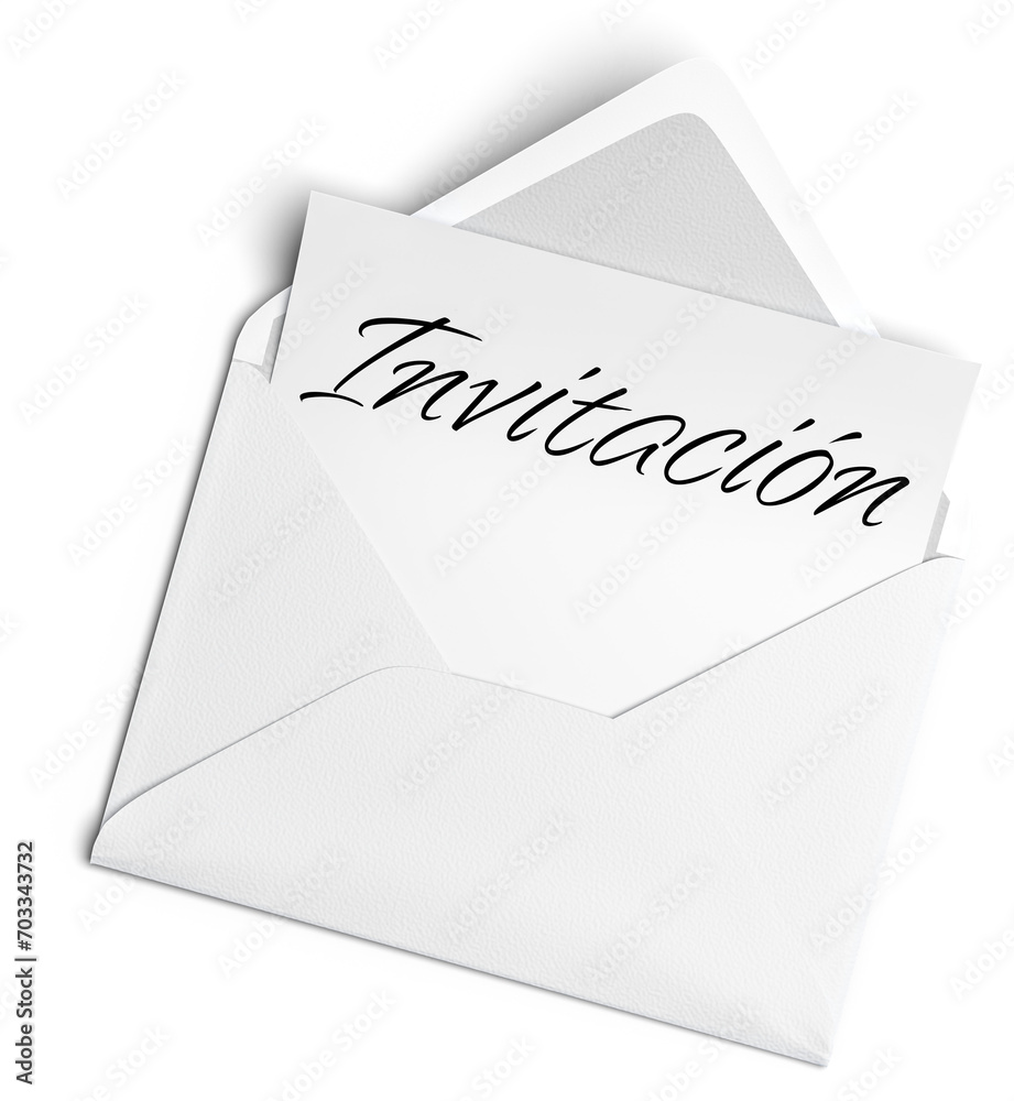 Invitation letter in Spanish ("Invitación") in an envelope on a ...
