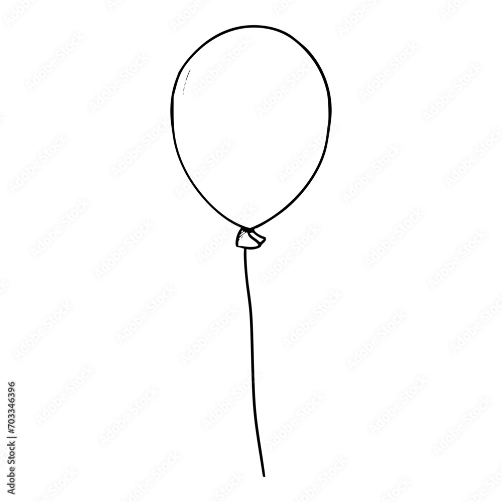 one float baloon hand Drawn illustration Outline sketch Stock Vector ...