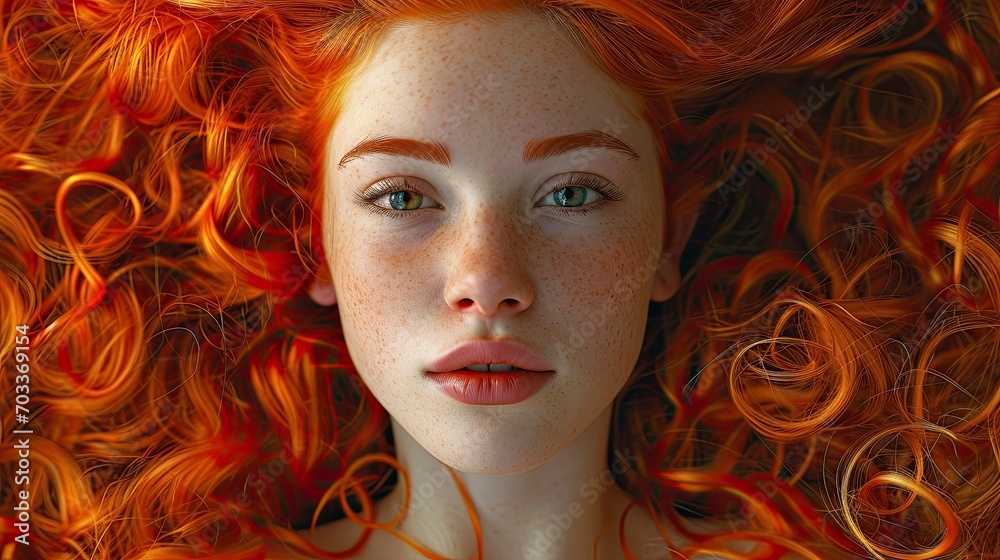 Romantic Young Lady Shiny Ginger Hair, Background HD For Designer Stock ...