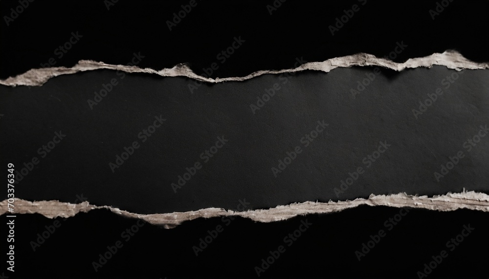 ripped black paper across plain background space for copy text torn ...