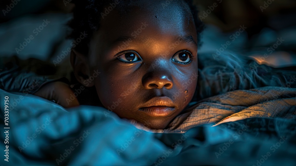 Young Late Awake Scared Shocked African, Background HD For Designer ...