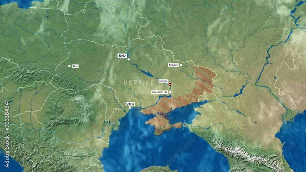 A detailed map highlights the war zone and occupied territories of ...