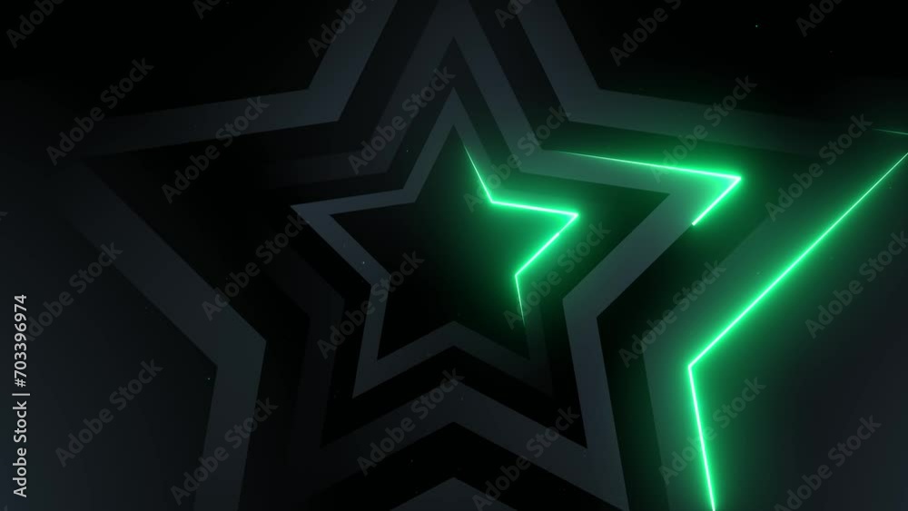 Abstract background animation with 5 point star shape, glowing animated ...