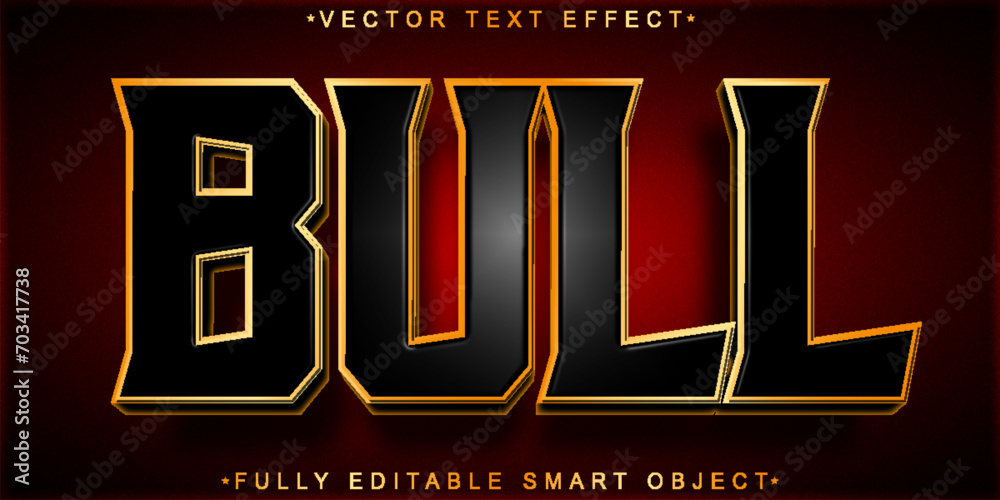 Black And Golden Bull Vector Fully Editable Smart Object Text Effect ...