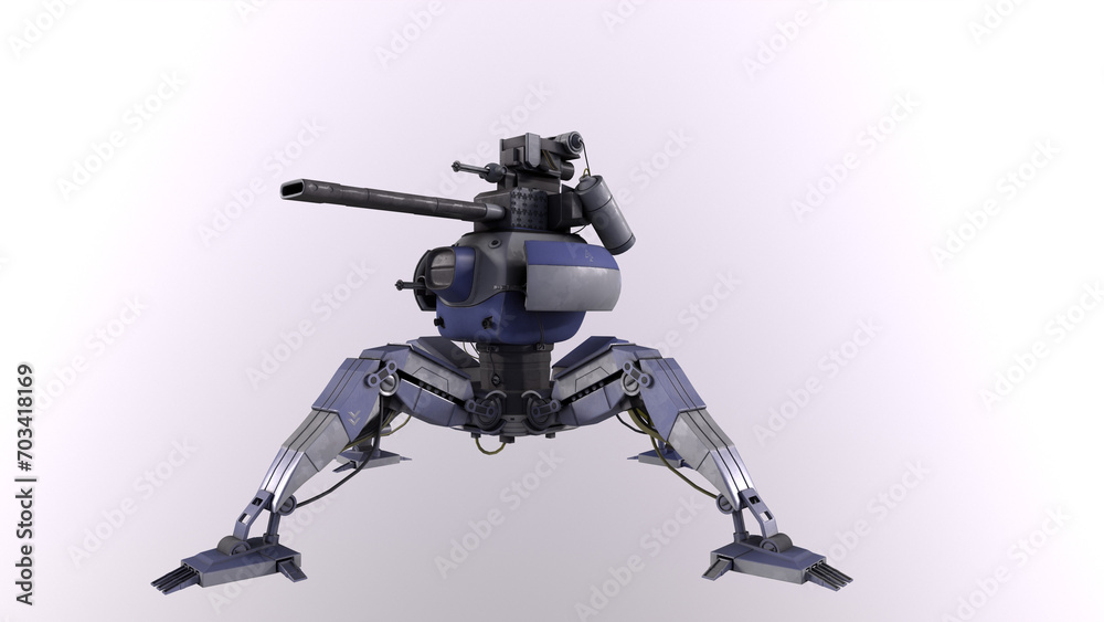 Robot Eye Walker mechanical with a cannon and two gatlings gun with ...
