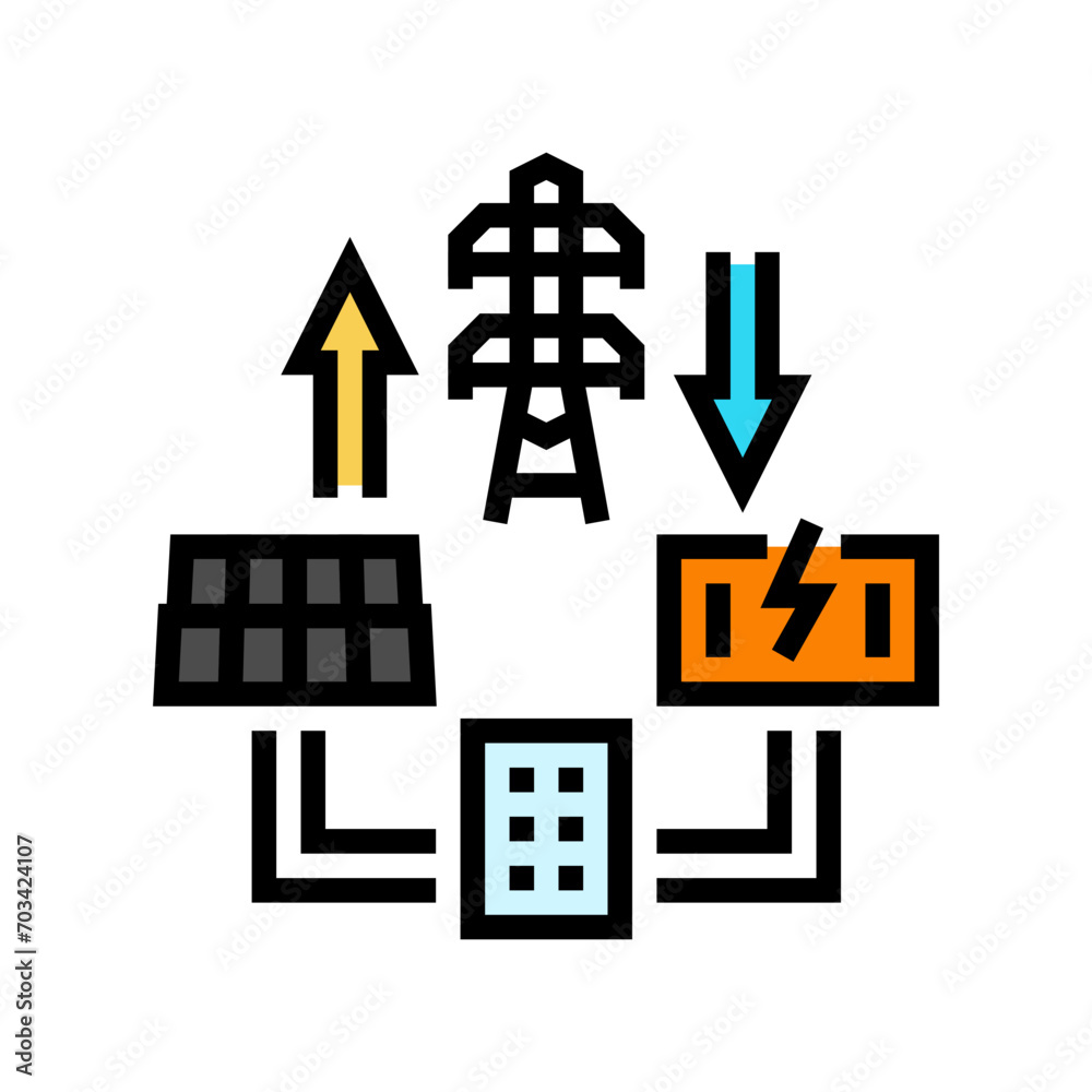 microgrids electric grid color icon vector. microgrids electric grid ...