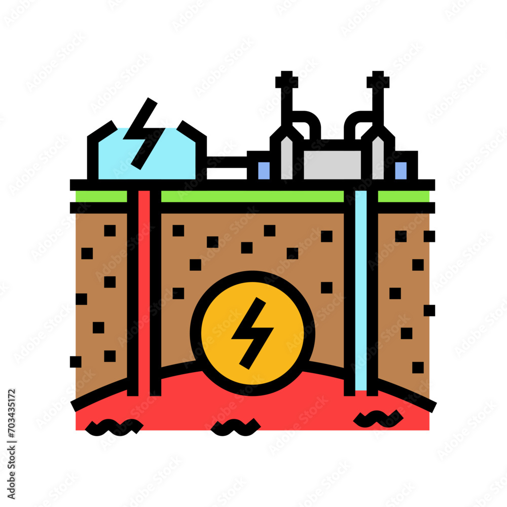 electricity geothermal energy color icon vector. electricity geothermal ...