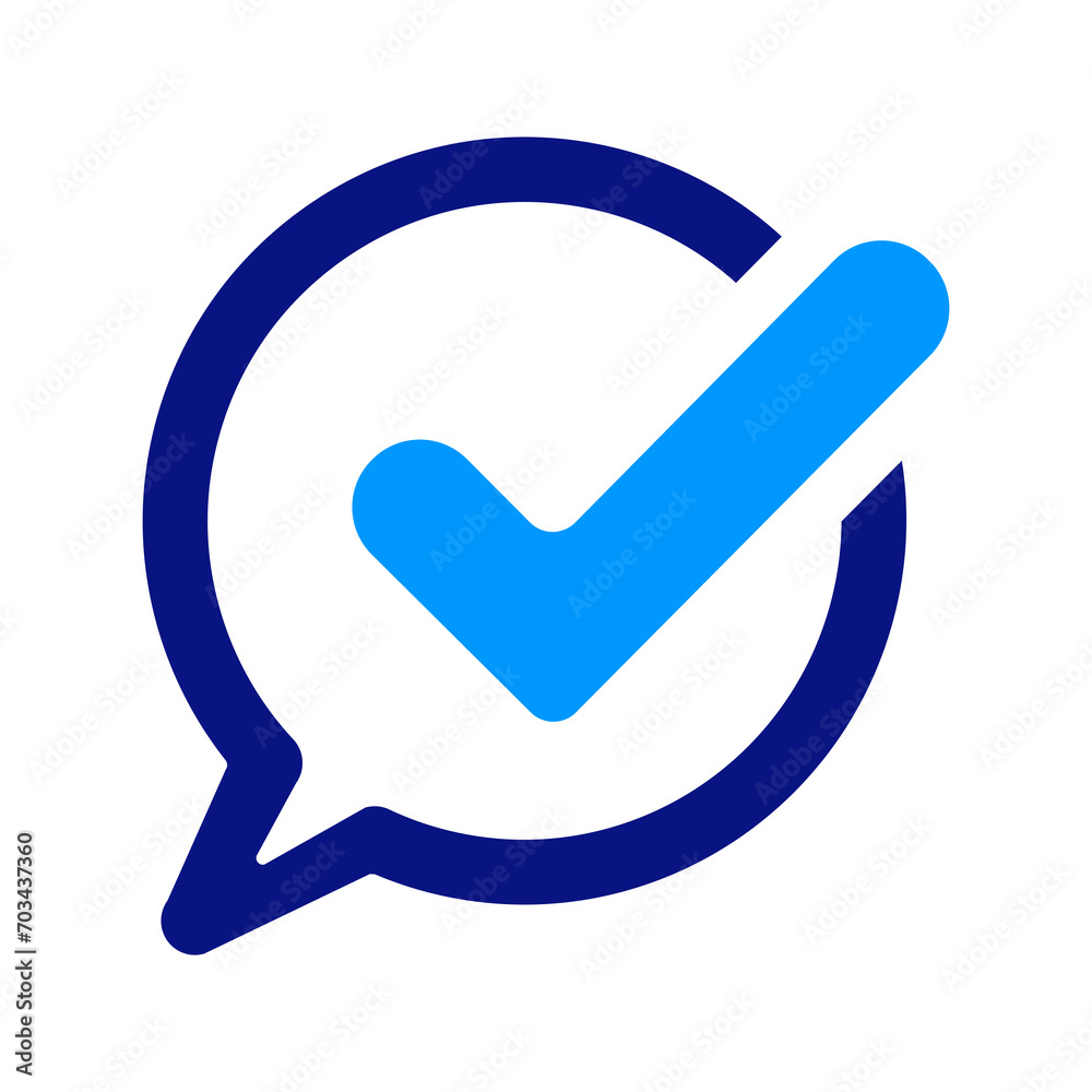 Blue Check Mark with Navy Blue Circle Bubble Shape. CV Builder, Perfect ...
