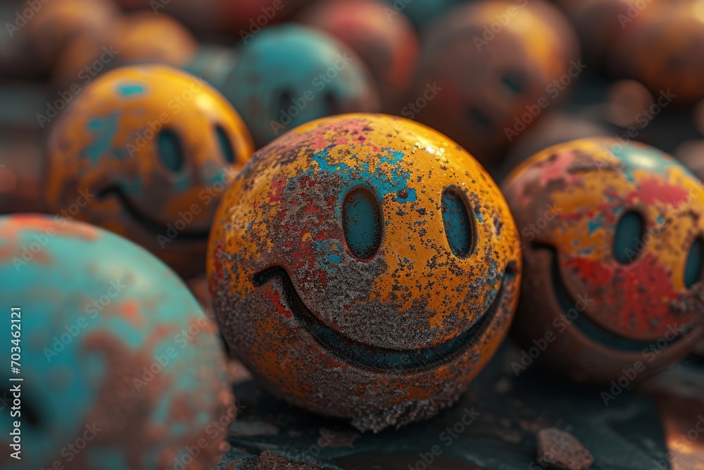 Emoticône, smiley d'un visage souriant, image conceptuelle en milieu ...