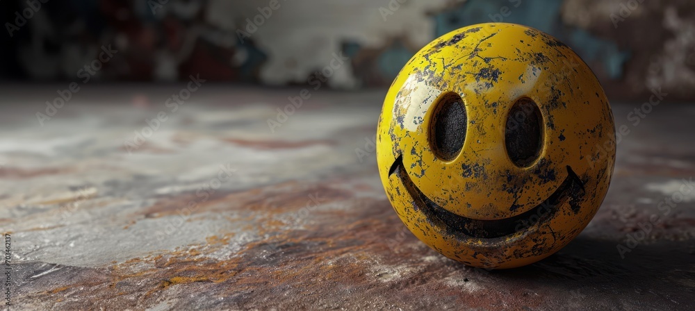Emoticône, smiley d'un visage souriant, image conceptuelle en milieu ...