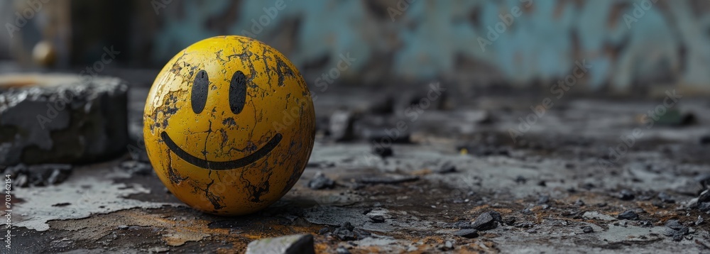 Emoticône, smiley d'un visage souriant, image conceptuelle en milieu ...