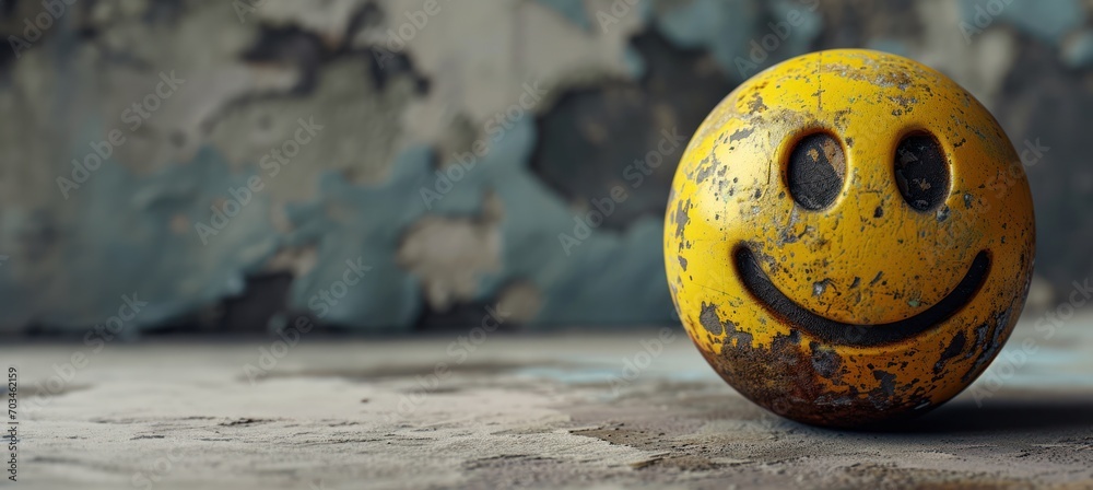 Emoticône, smiley d'un visage souriant, image conceptuelle en milieu ...