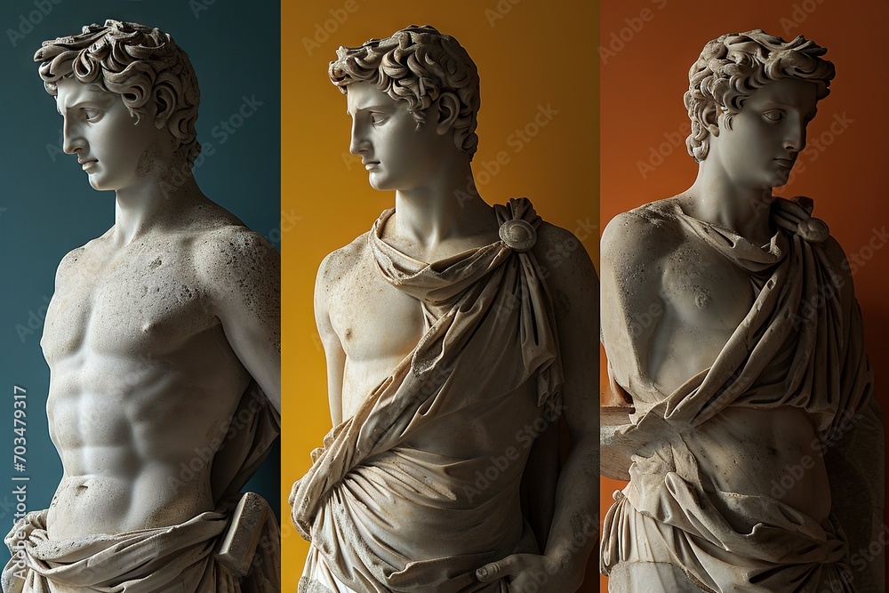 Abstract beautiful muscular stoic person, stone statue sculpture with ...