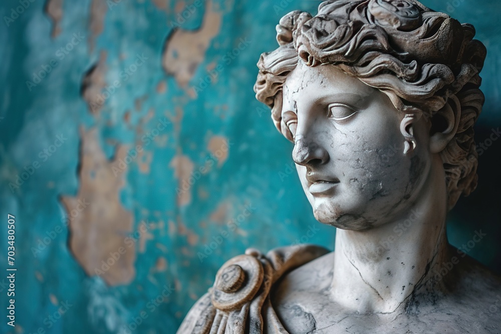 Abstract beautiful muscular stoic person, stone statue sculpture with ...