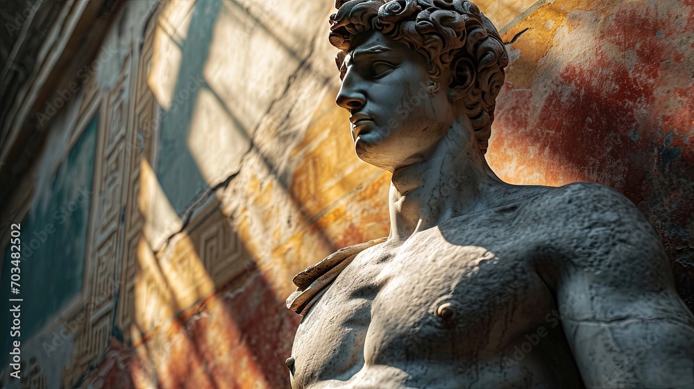 Abstract beautiful muscular stoic person, stone statue sculpture with ...