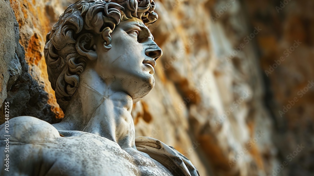 Abstract beautiful muscular stoic person, stone statue sculpture with ...