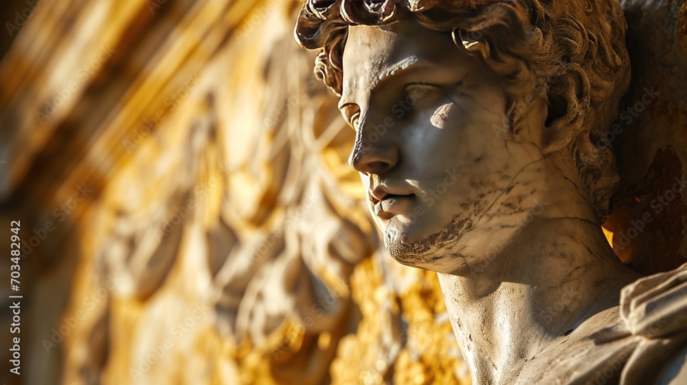 Abstract beautiful muscular stoic person, stone statue sculpture with ...