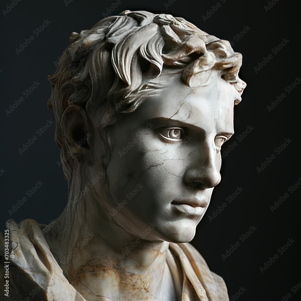 Abstract beautiful muscular stoic person, stone statue sculpture with ...