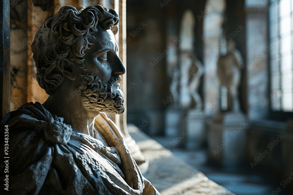 Abstract beautiful muscular stoic person, stone statue sculpture with ...