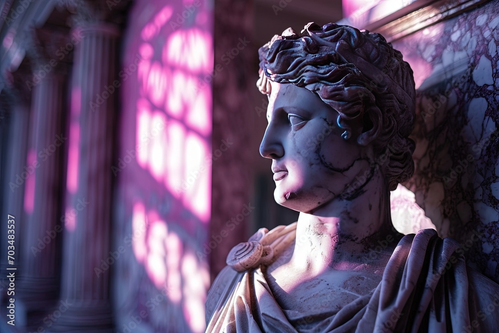 Abstract beautiful muscular stoic person, stone statue sculpture with ...