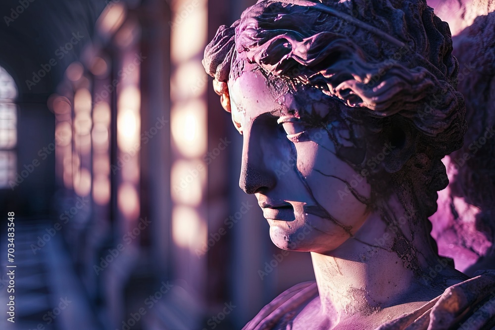 Abstract beautiful muscular stoic person, stone statue sculpture with ...