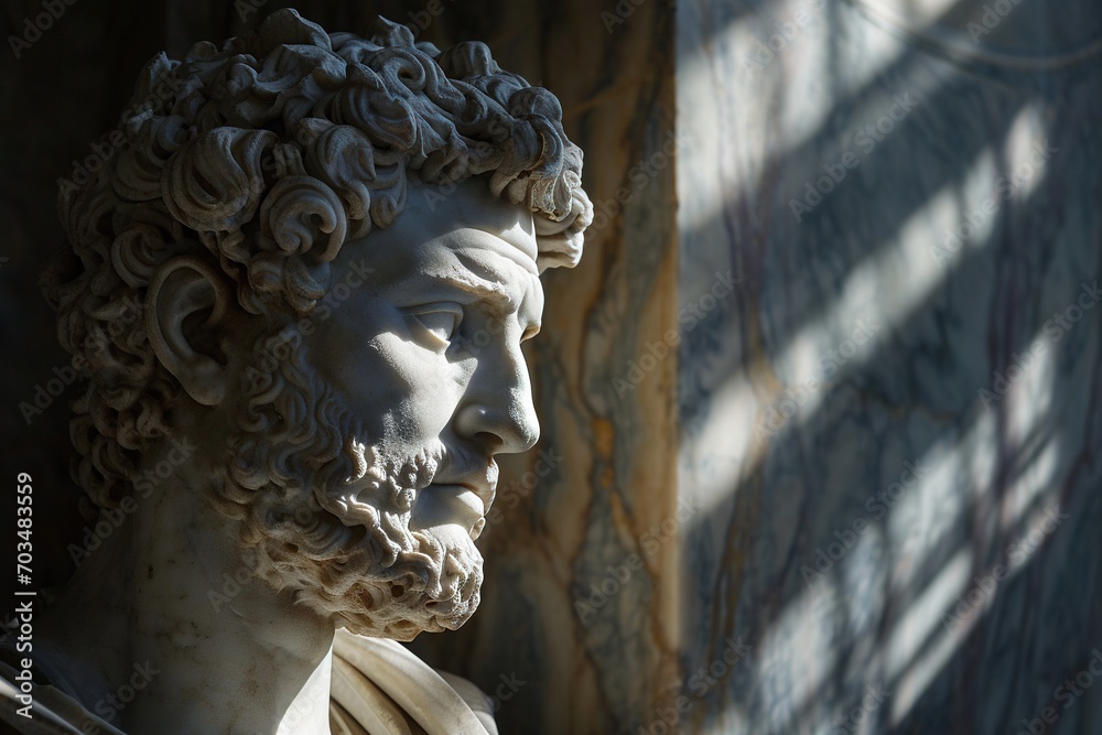 Abstract beautiful muscular stoic person, stone statue sculpture with ...