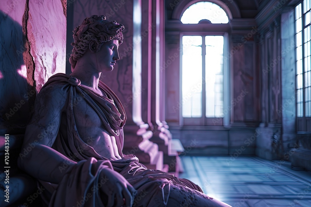 Abstract beautiful muscular stoic person, stone statue sculpture with ...