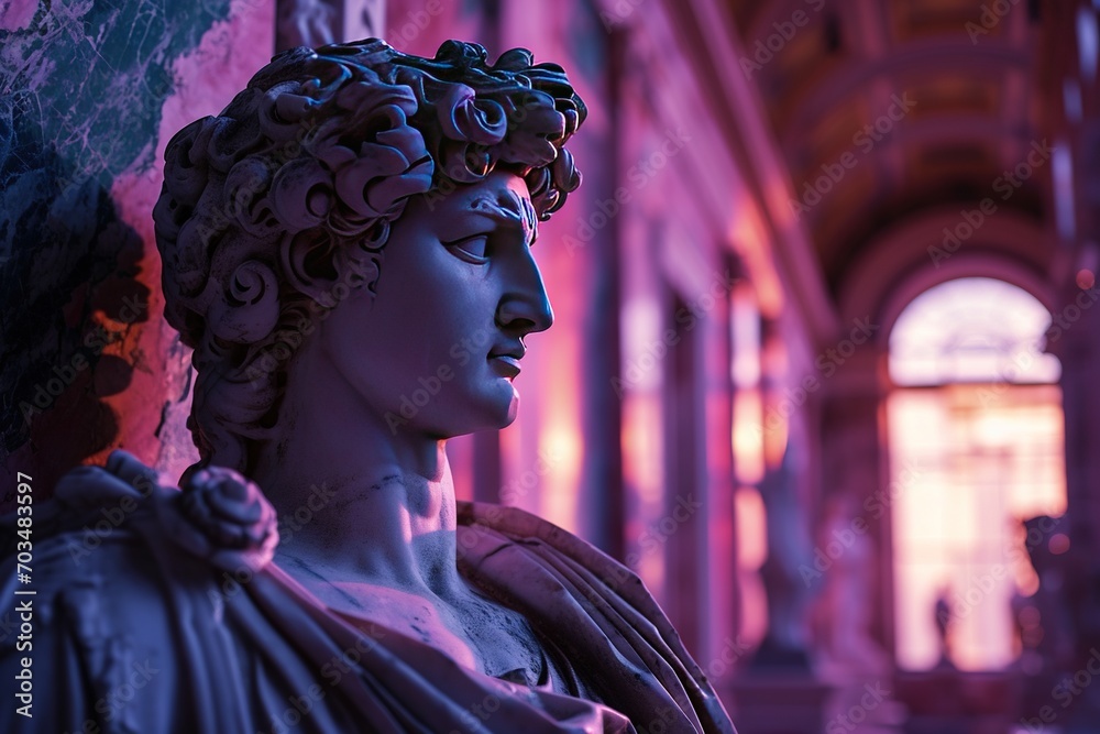 Abstract beautiful muscular stoic person, stone statue sculpture with ...