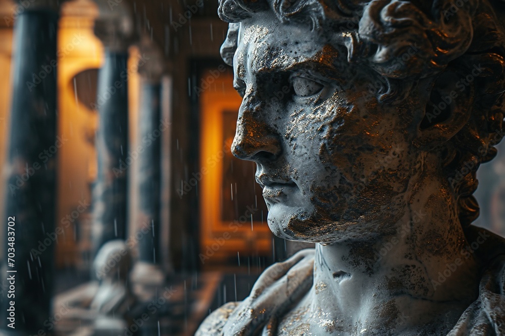 Abstract beautiful muscular stoic person, stone statue sculpture with ...