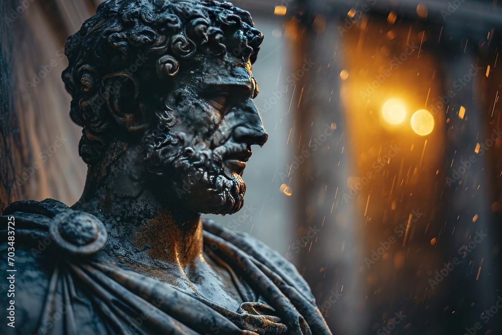 Abstract beautiful muscular stoic person, stone statue sculpture with ...