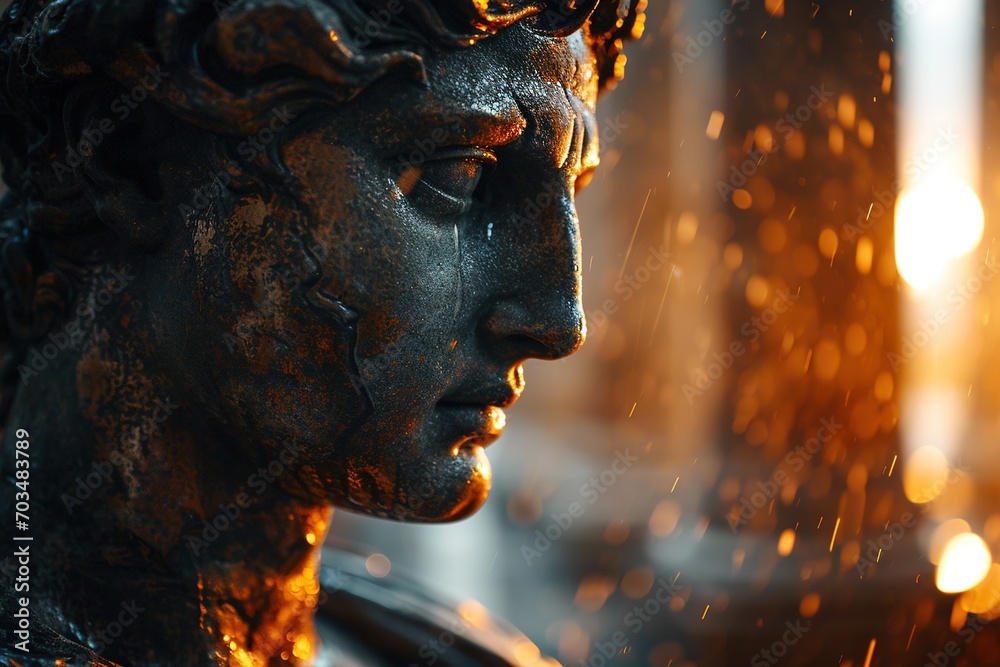 Abstract beautiful muscular stoic person, stone statue sculpture with ...