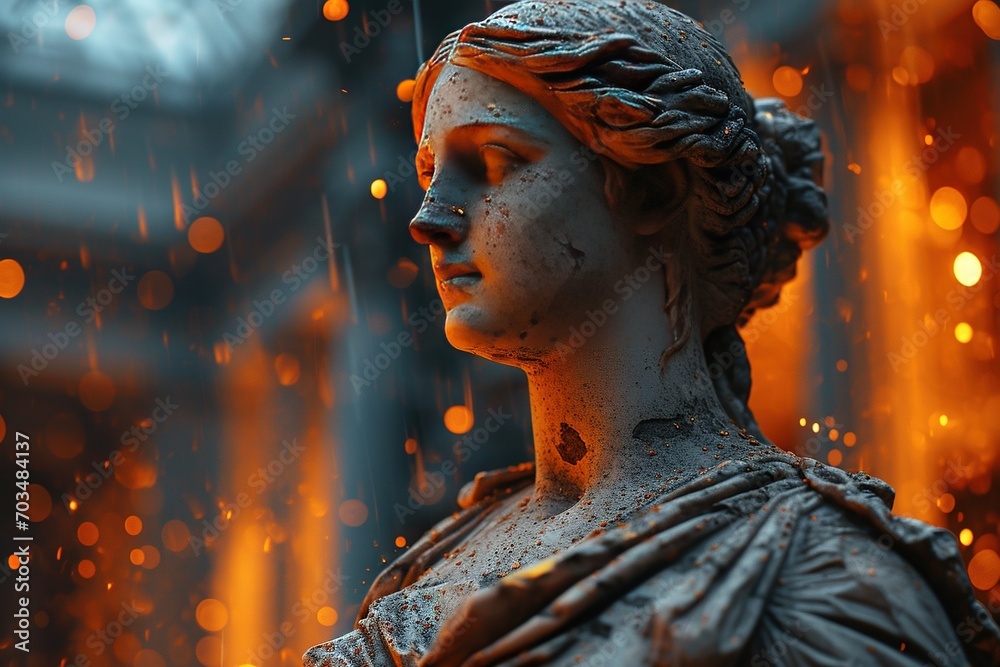 Abstract beautiful muscular stoic person, stone statue sculpture with ...