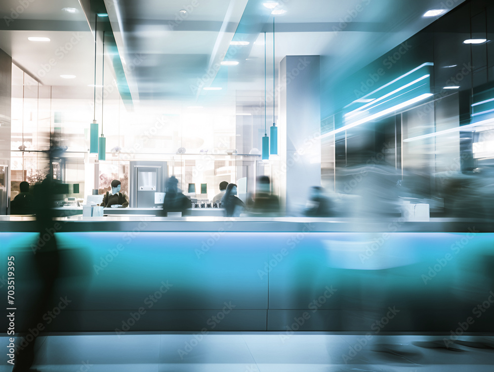 Motion Blurring. Office, Bank Branch, Legal Advice. Business office ...