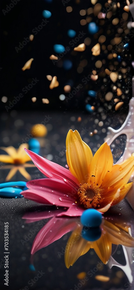 Abstract generative AI painting of paint drops high resolution mobile ...