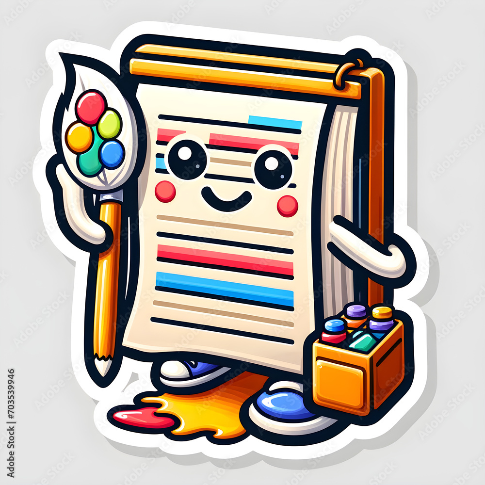 Un diseño caprichoso de un amigable icono de Word como artista ...