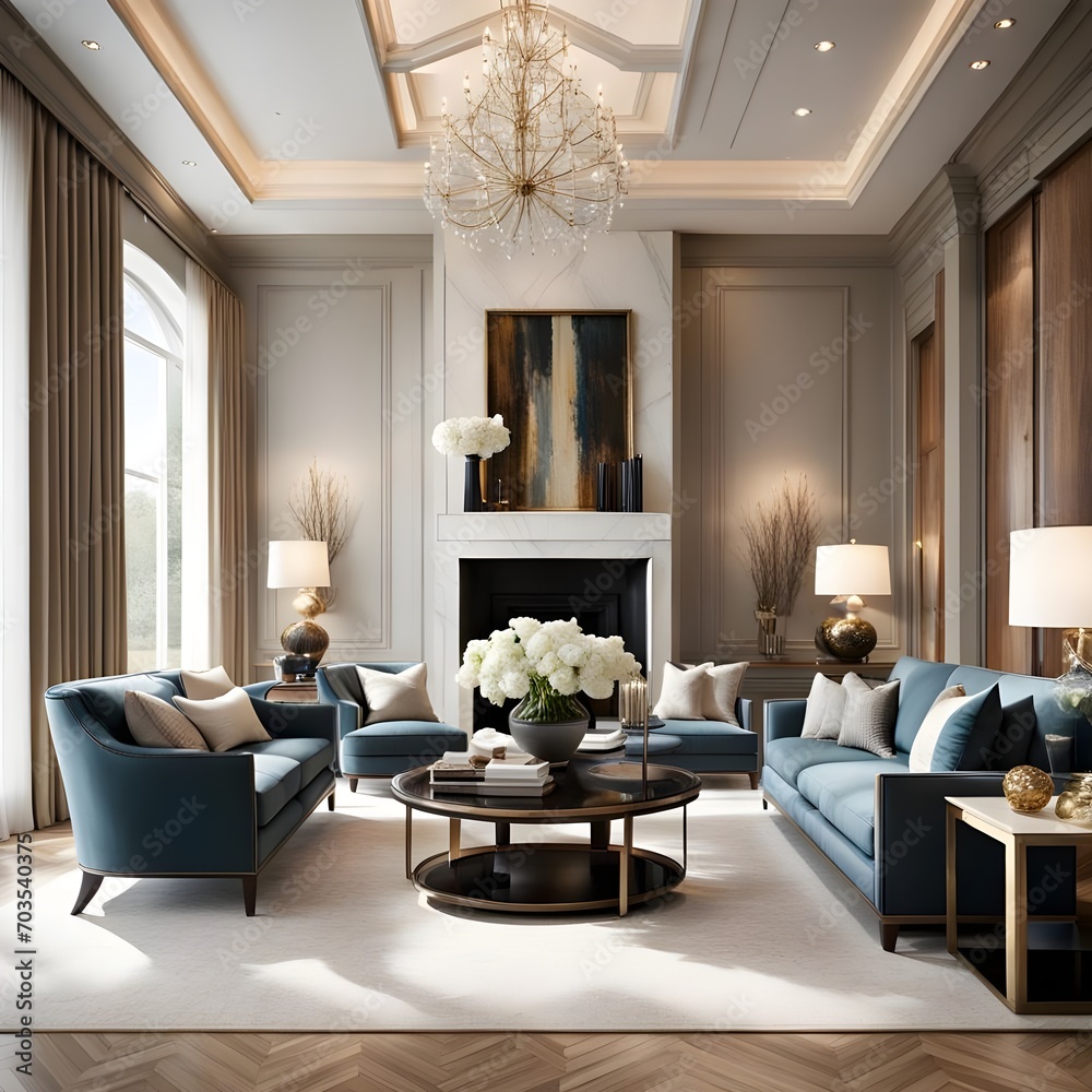 AI envisions a lavish, modern home interior with upscale furnishings ...